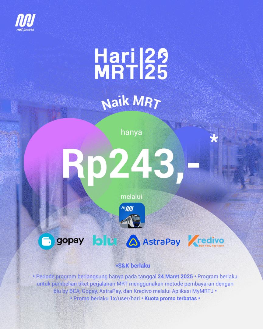 Rayakan Hari MRT 2025, Naik MRT Tarif Rp243,- | MRT Jakarta